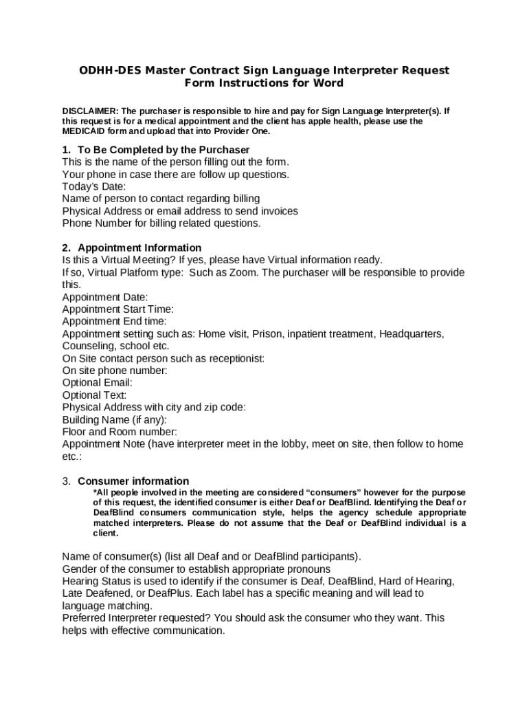Odhh-des Master Contract Sign Language Interpreter Request Doc Template ...
