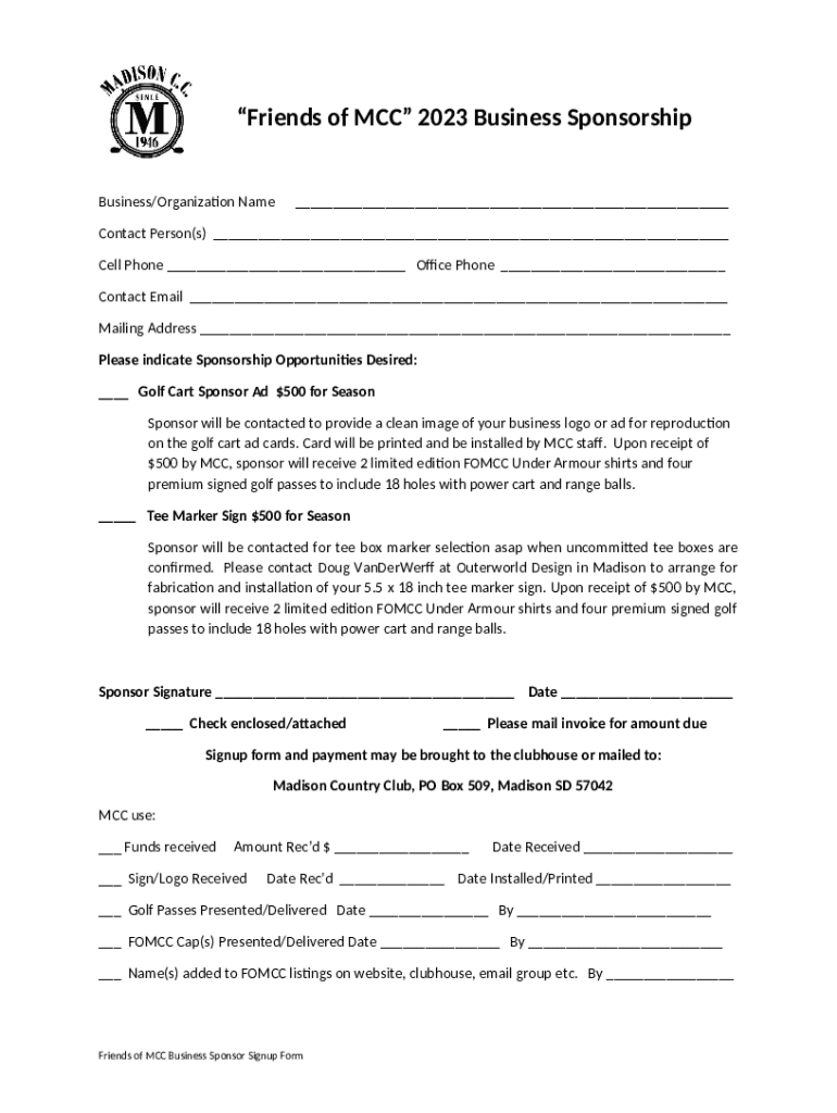 SPONSOR COMMITMENT - Assets Service Doc Template | pdfFiller