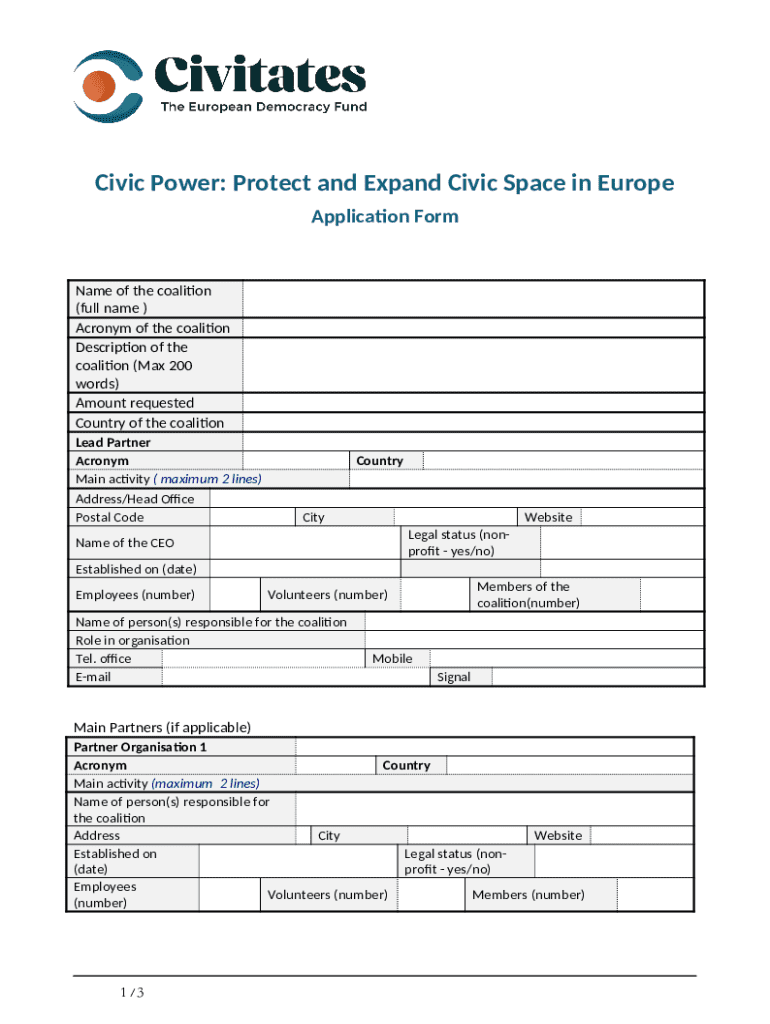 Protect and Expand Civic Space in Europe Application Doc Template ...