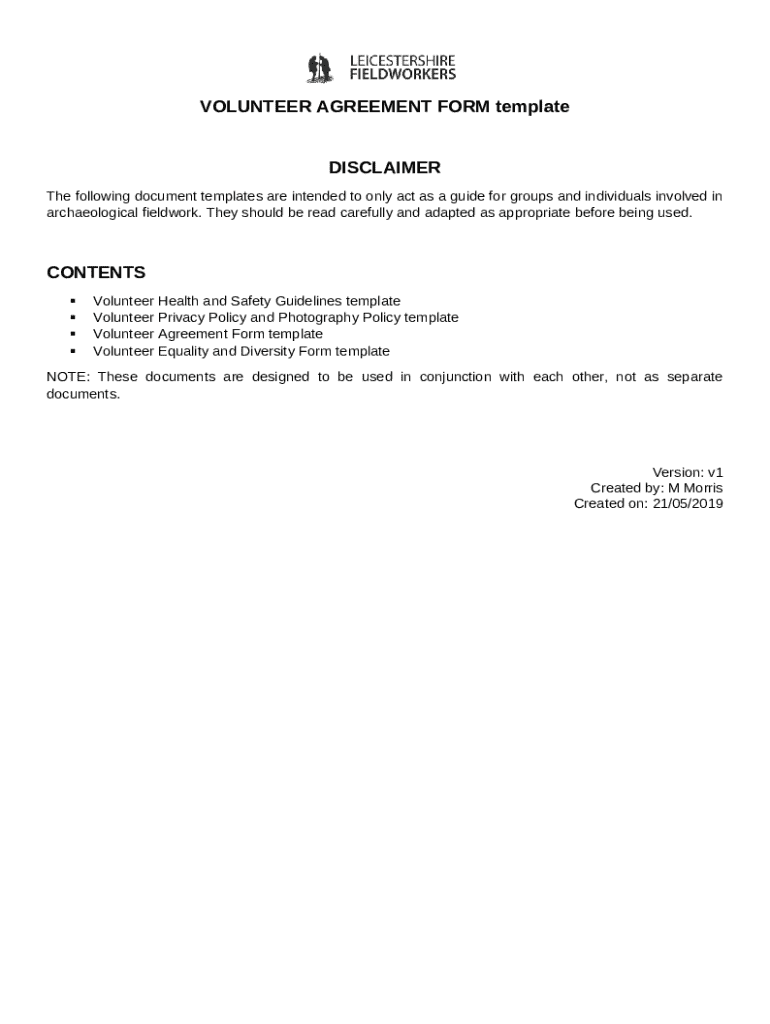 Volunteer Agreement Doc Template | pdfFiller
