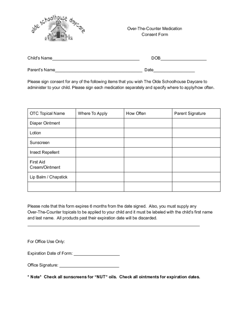 Fillable Online 2023 Over-the-counter Medication Consent Form for Daycare Fax Email Print ...