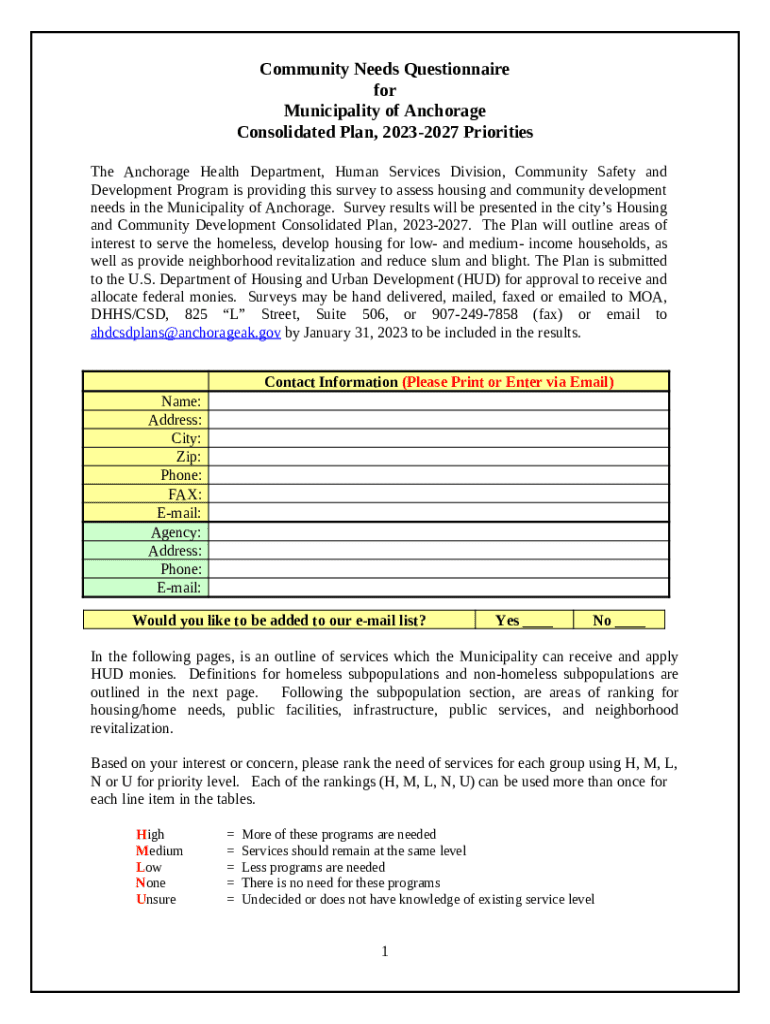 Community Needs Questionnaire on Housing & Homeless ... Doc Template ...