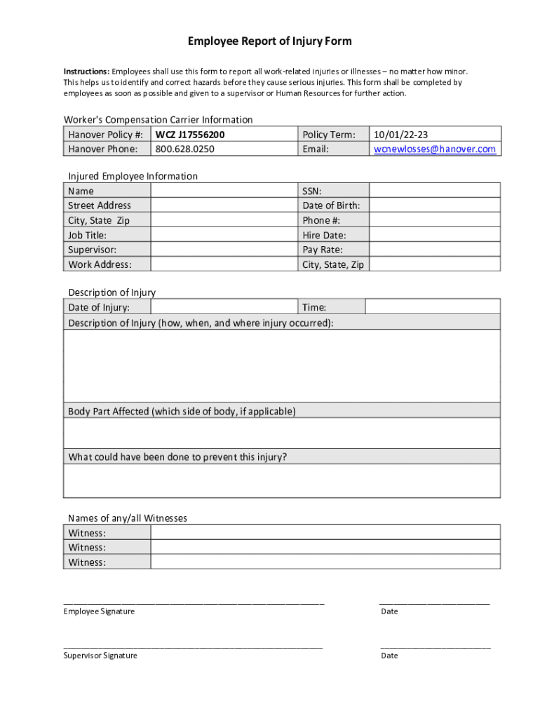 Fillable Online Employee\'s Report of Incident Form Fax Email Print - pdfFiller