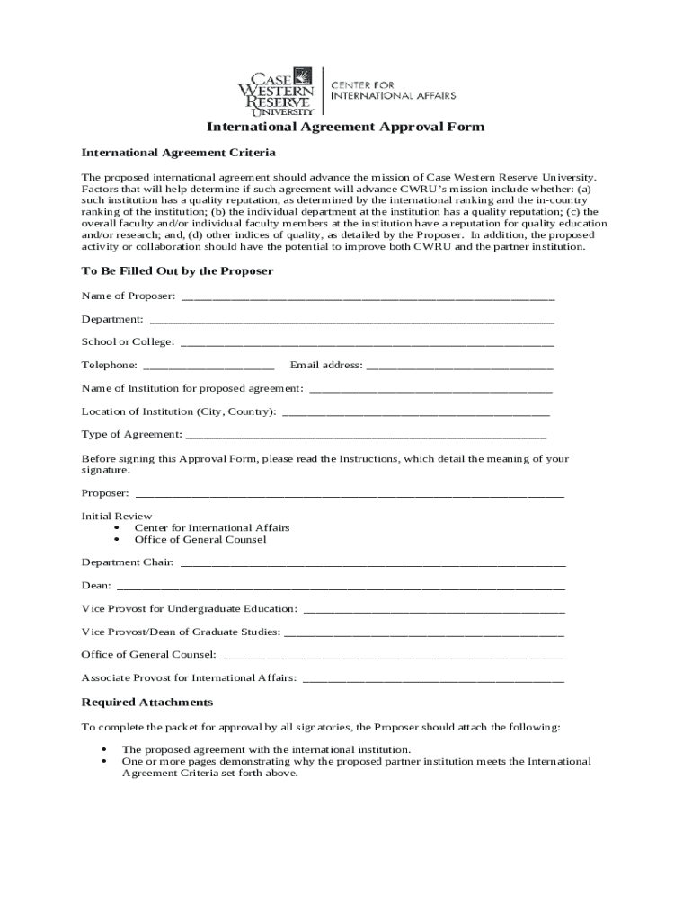International Agreement Approval Doc Template | pdfFiller
