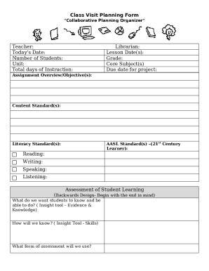 Class Visit Planning Doc Template | pdfFiller