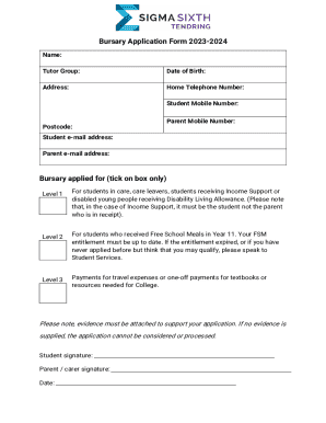 Fillable Online Bursary Application Form 2023-2024 for Financial Aid ...
