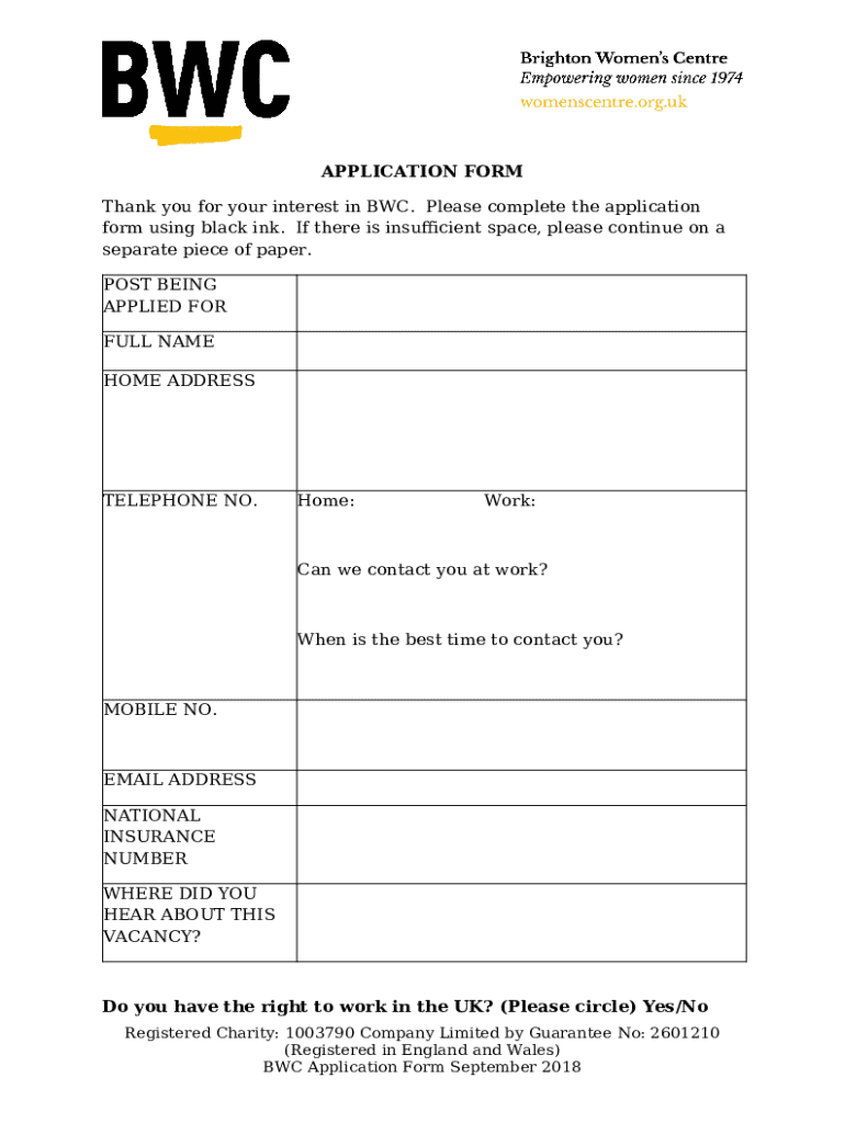 Application - womenscentre org Doc Template | pdfFiller