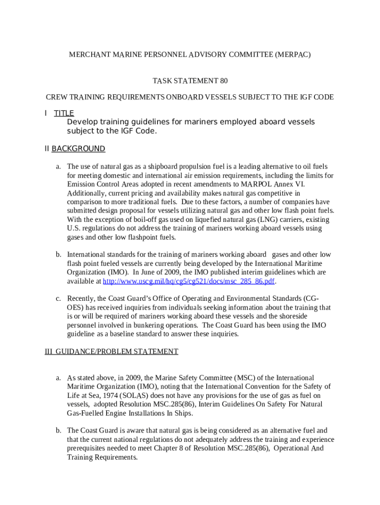 Merpac Task Statement 80 Doc Template | pdfFiller