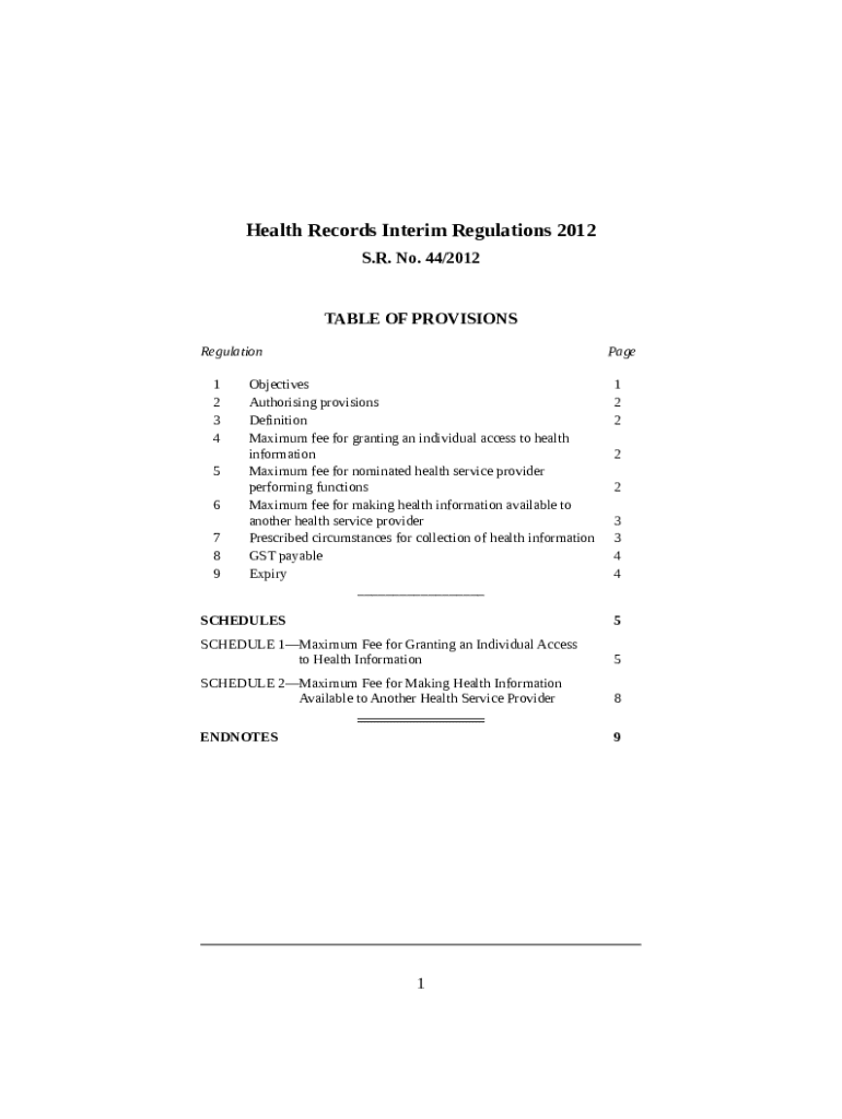 Health Records Interim Regulations Doc Template | pdfFiller