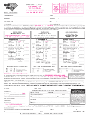Fillable Online Exhibit Space Contract for Gem Faire - San Rafael, Ca ...