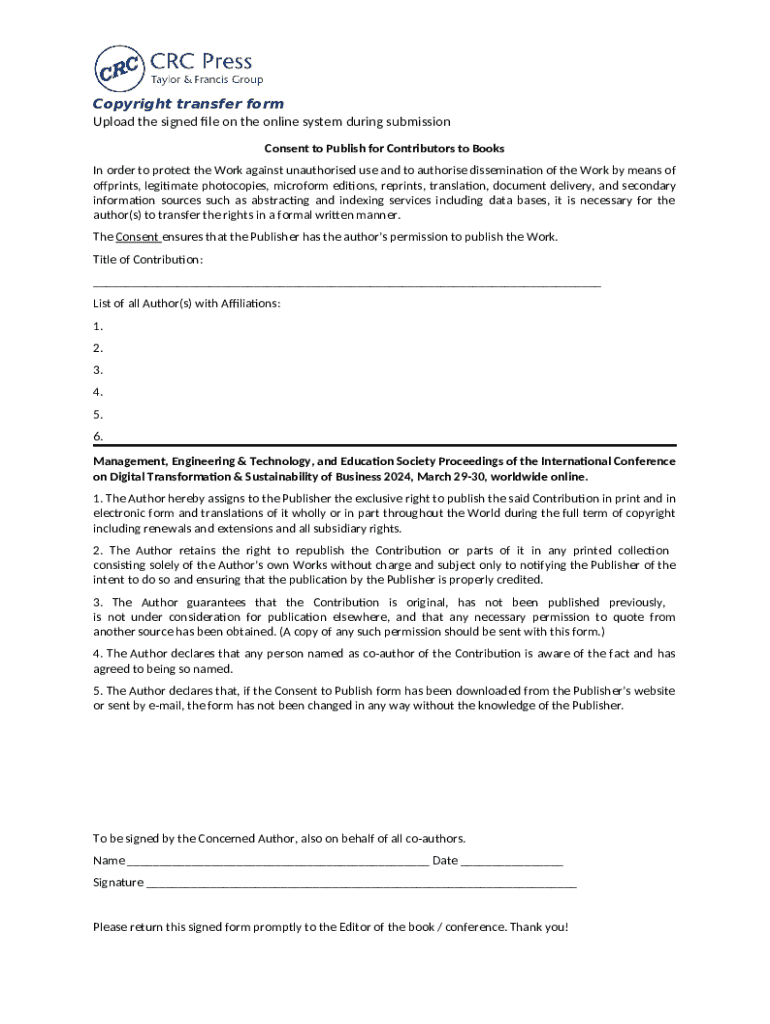 Copyright Transfer s Doc Template | pdfFiller