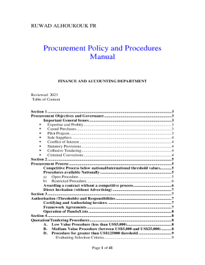 Fillable Online 2023 Procurement Policy and Procedures Manual for Fr ...