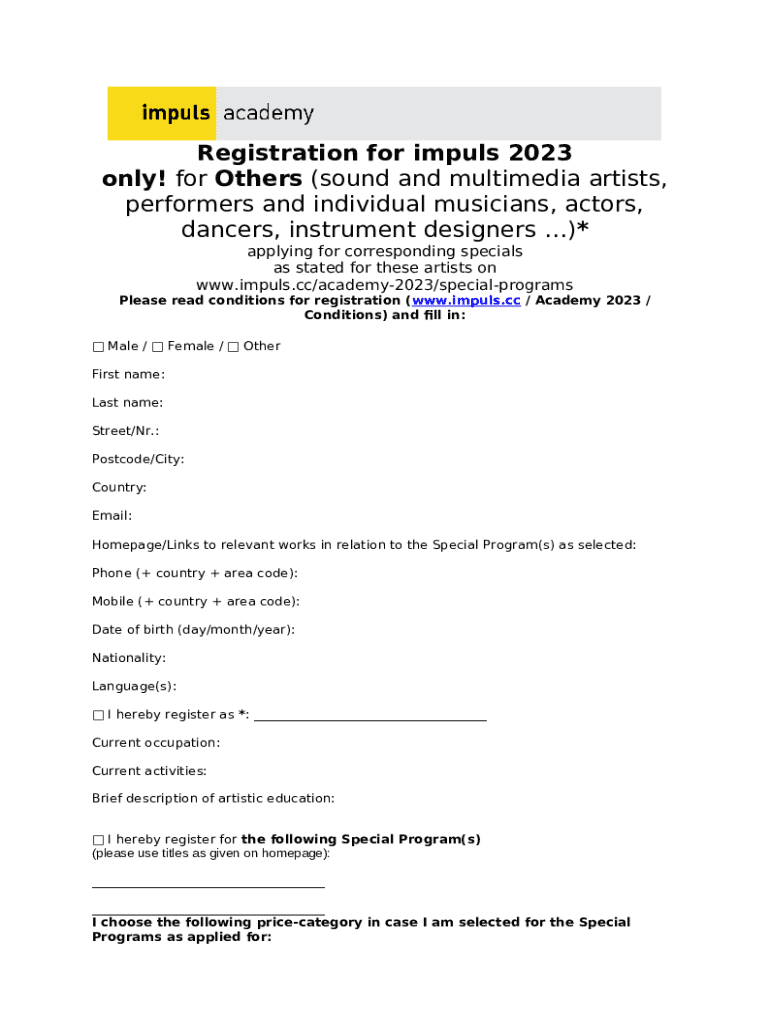 Registration for Impuls 2023 Doc Template | pdfFiller