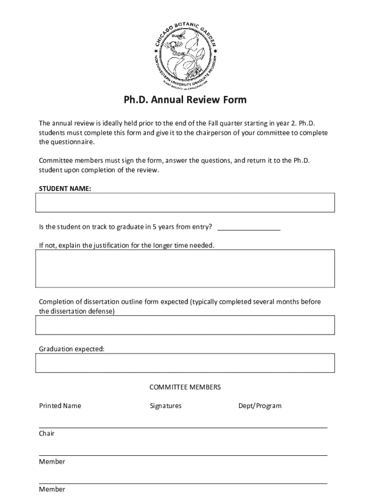 Fillable Online Ph.D. Annual Review Form Fax Email Print - pdfFiller