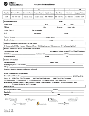 Fillable Online Hospice Referral Form 2024 - Patient Care & Support ...