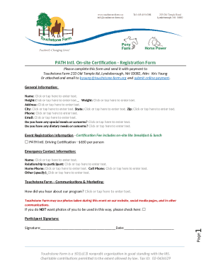 Path Intl. on-site Certification - Registration Doc Template | pdfFiller