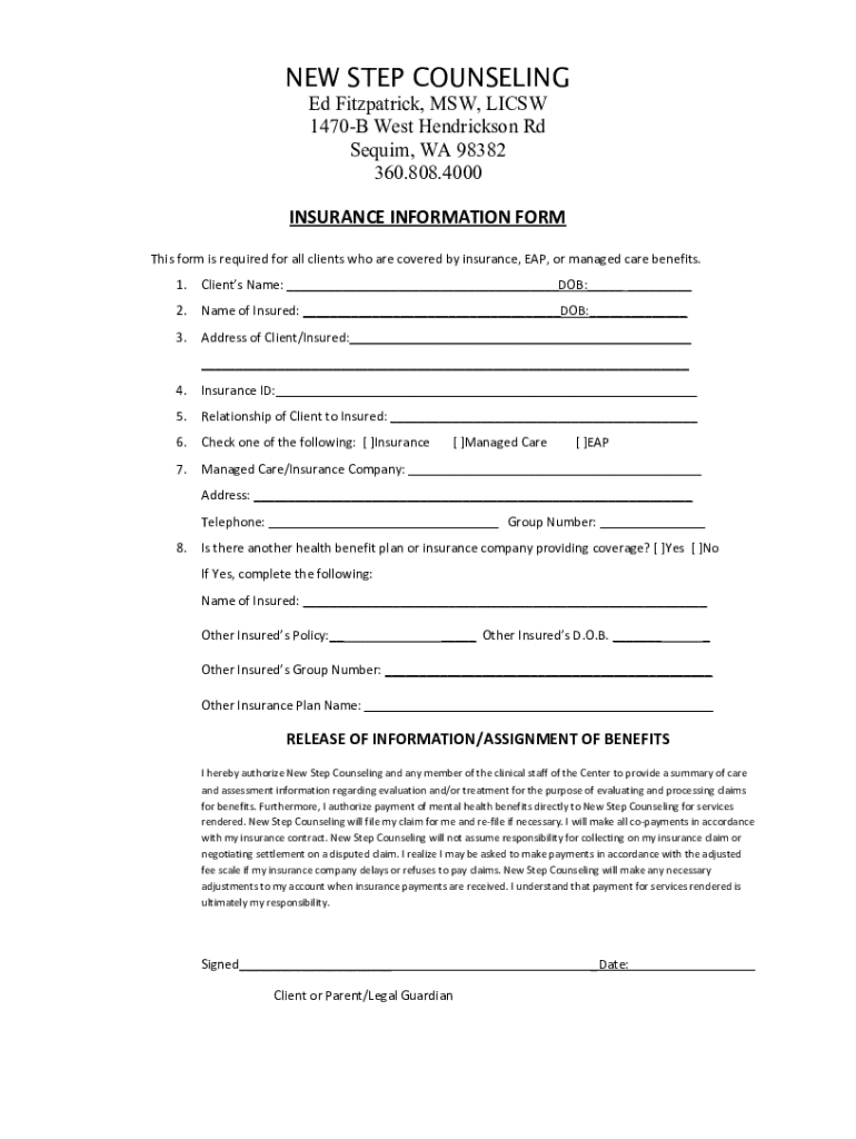 Fillable Online Insurance information Form Ed revised Fax Email Print - pdfFiller