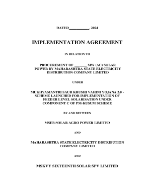 Fillable Online 2024 Implementation Agreement for Solar Power Procurement in Maharashtra Fax ...