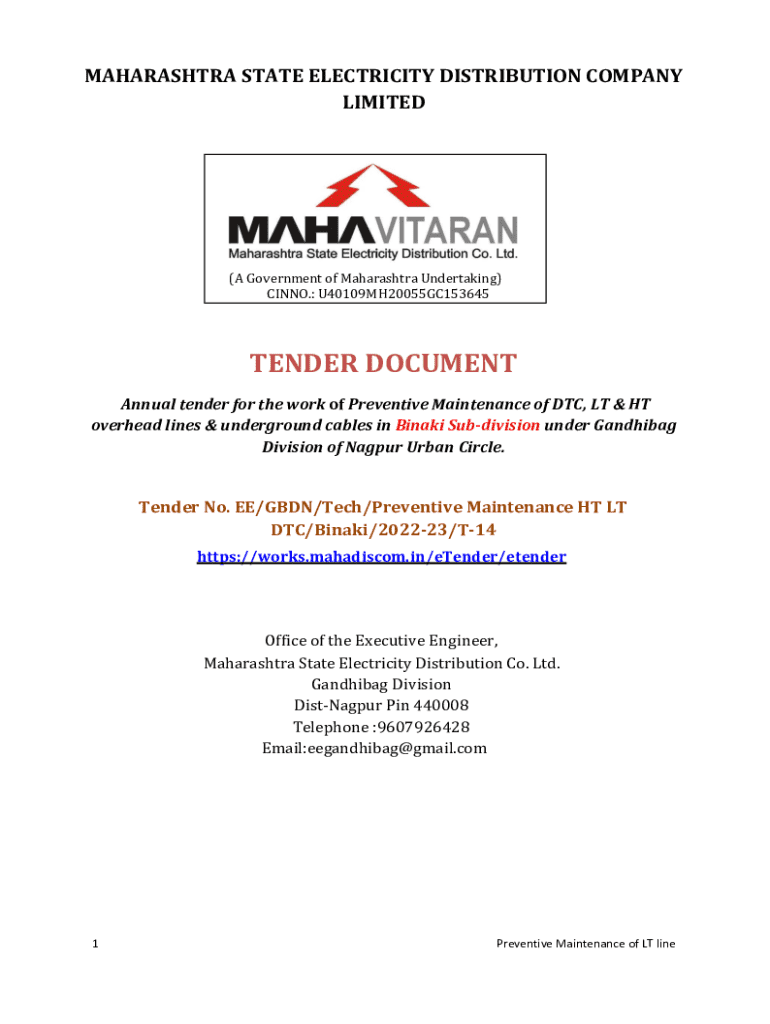 Fillable Online MSEDCL E Tenders, mahadiscom e tender, Maharashtra ...