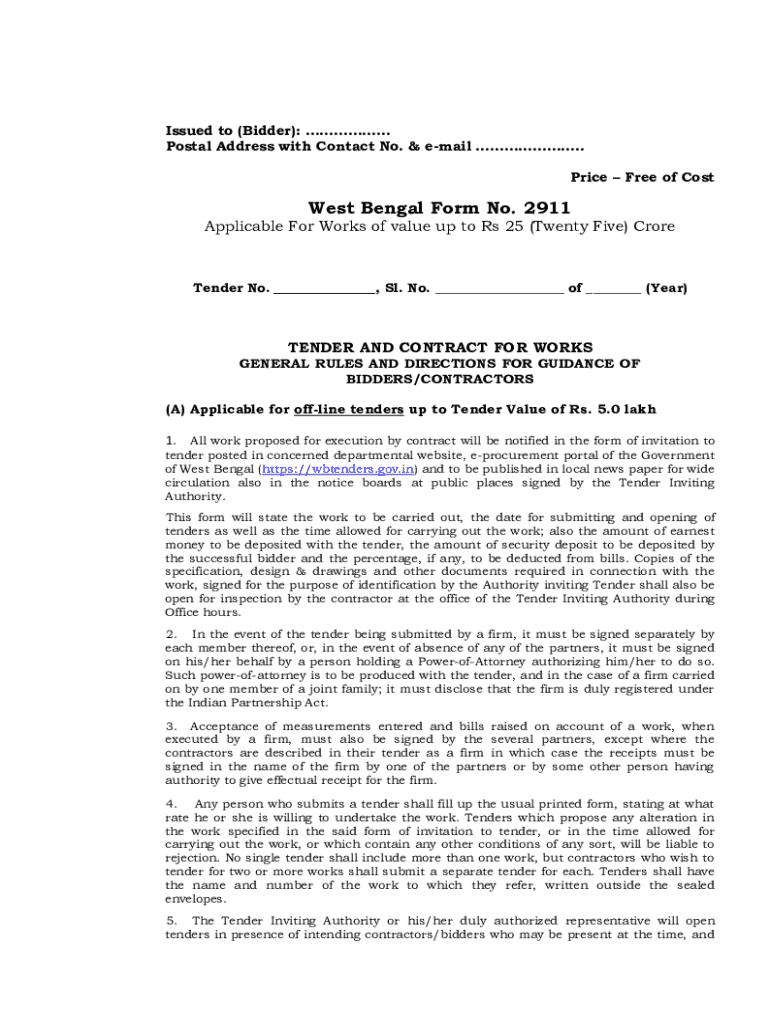 Fillable Online Tender and Contract for Works 2023 - General Rules and ...