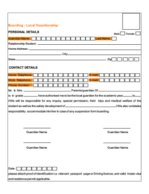 Fillable Online Local Guardianship Form for Boarding Students 2023 Fax ...