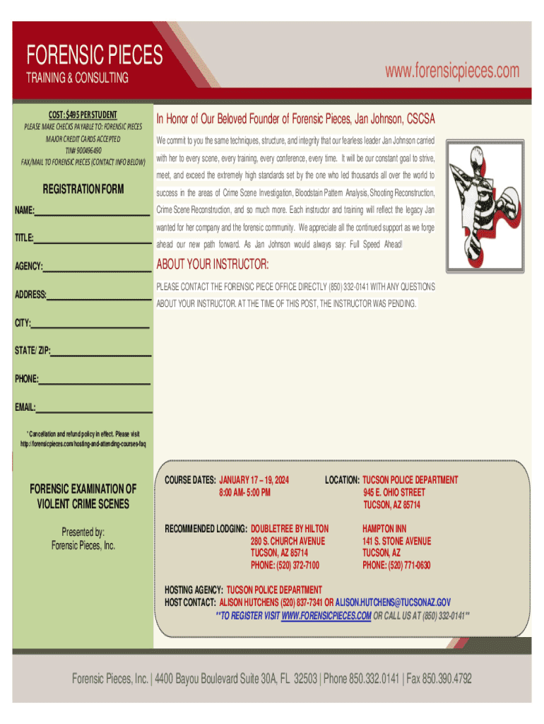 Fillable Online Forensic Examination of Violent Crime Scenes Training 2024 Fax Email Print ...