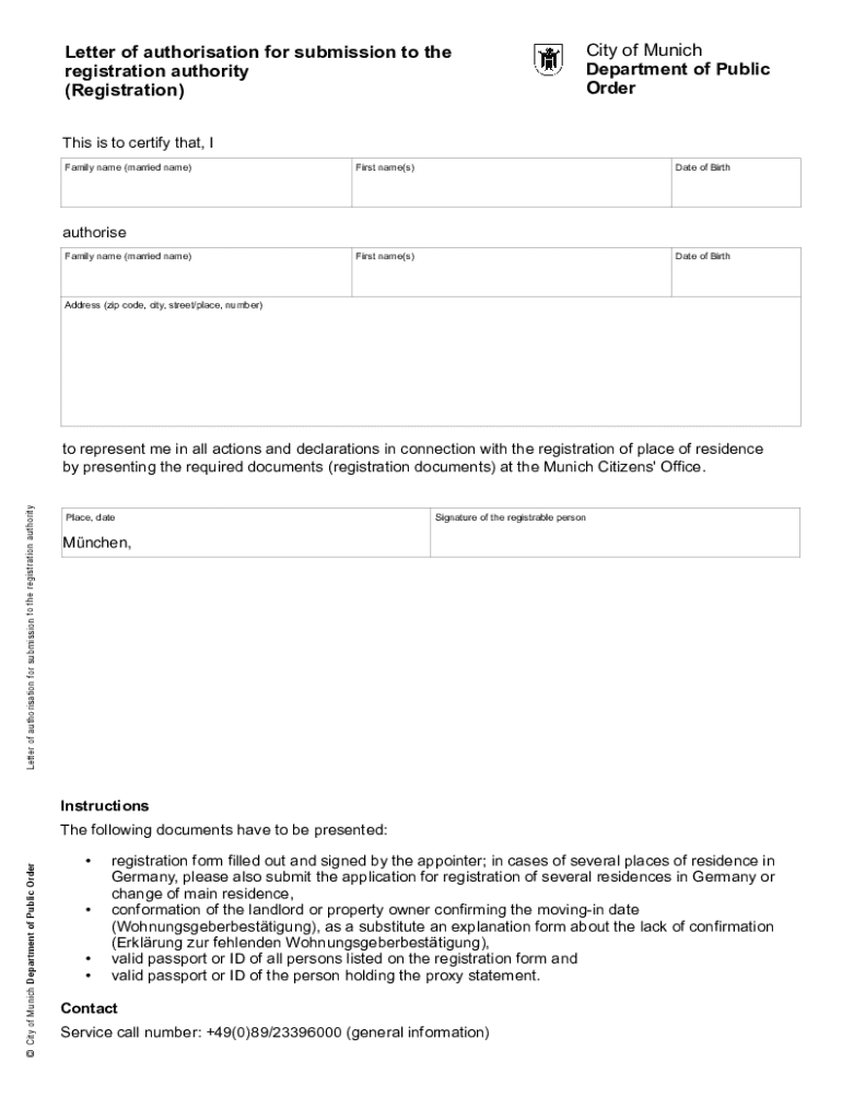 Fillable Online Letter of Authorisation for Registration Submission - Munich 2020 Fax Email ...