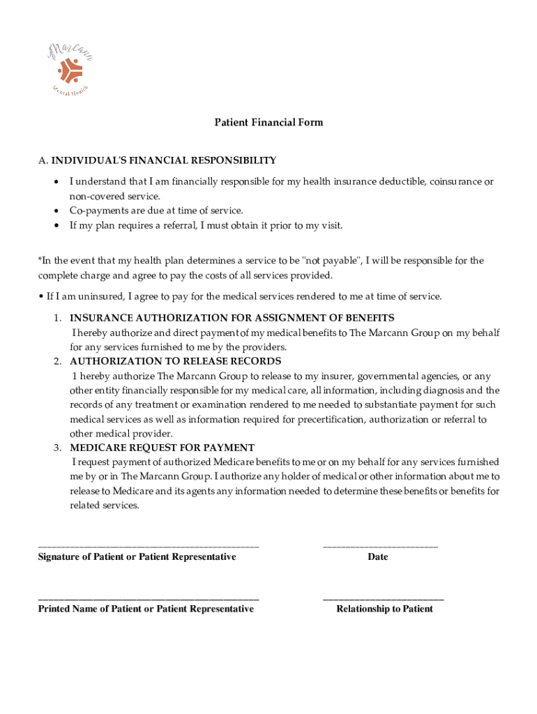 Fillable Online Patient Financial Responsibility and Insurance ...