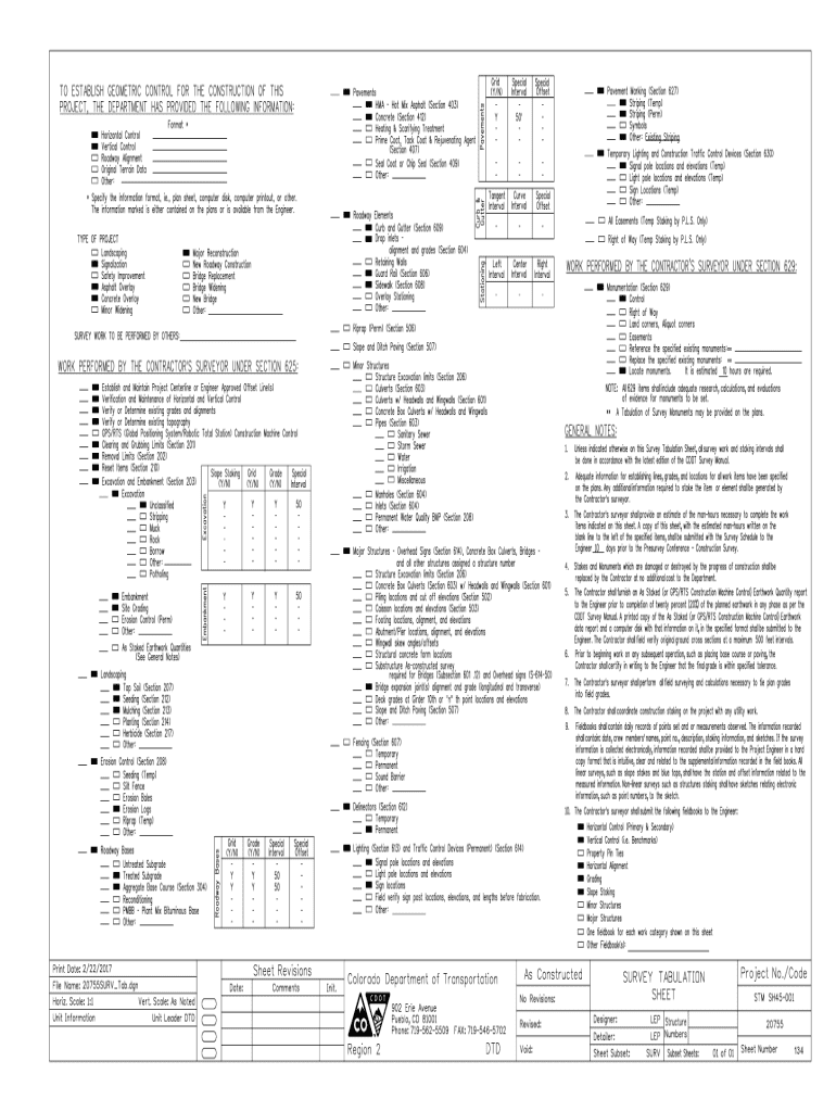 Fillable Online OC Survey Construction Staking Guide - Orange County Fax Email Print - pdfFiller
