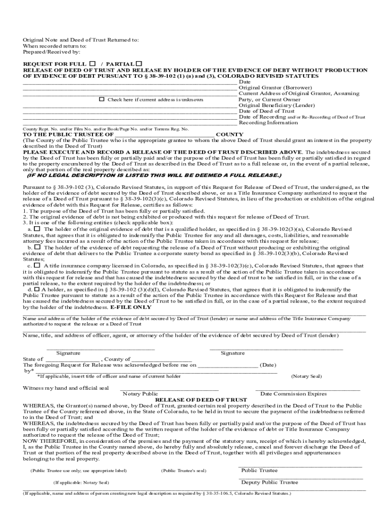 Fillable Online Texas Release Of Deed Of Trust Form - Fill Online ...