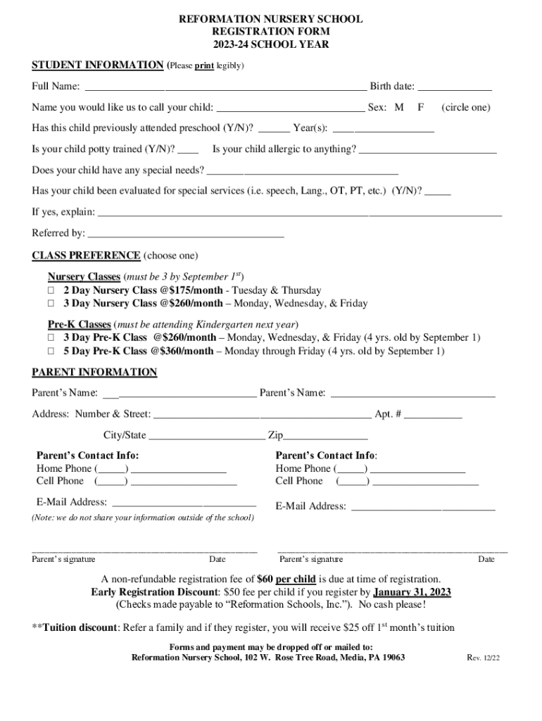 Fillable Online Elementary Registration Form 2024-2025 - Hamilton Fax ...