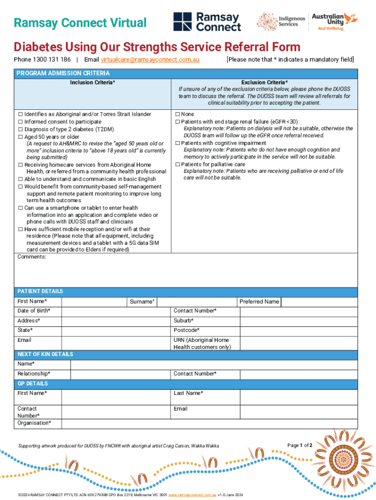 Fillable Online Ramsay Connect Virtual Diabetes Referral Form 2024 Fax ...