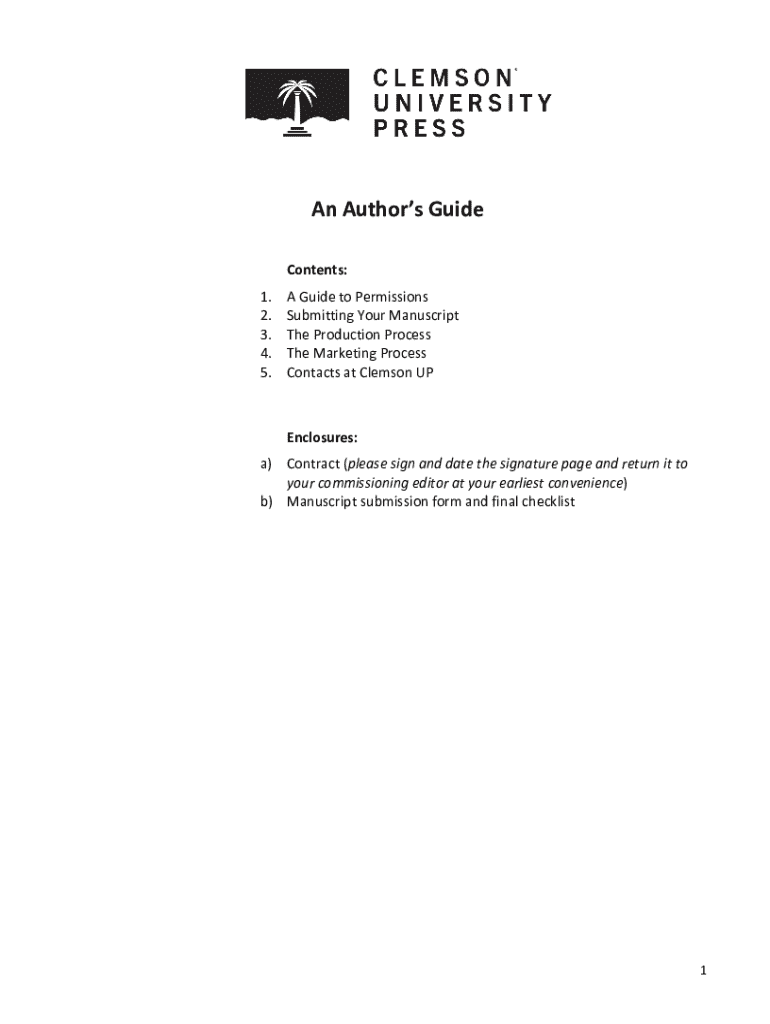 Fillable Online 1. A Guide to Permissions 2. Submitting Your Manuscript ...
