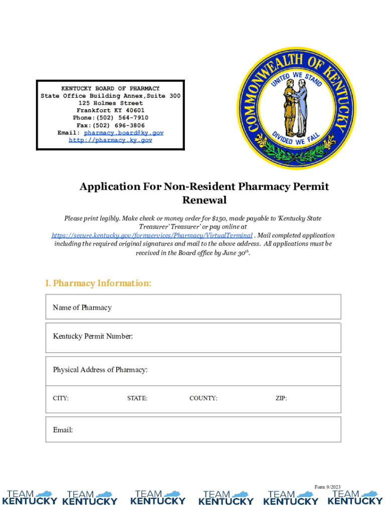 Fillable Online RENEWAL NON-RESIDENT PHARMACY PERMIT Fax Email Print ...