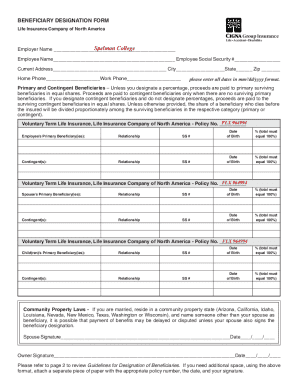 Fillable Online Beneficiary Designation Form for Life Insurance - 2023 ...