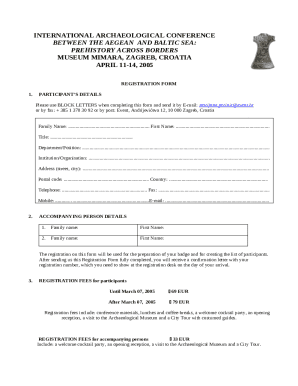 Registration - arheo ffzg unizg Doc Template | pdfFiller