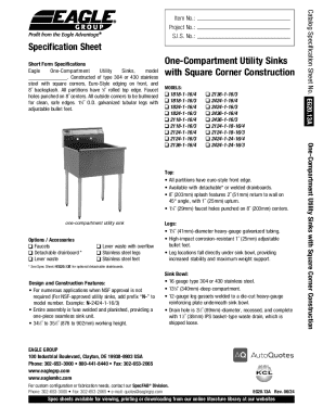 Fillable Online Eagle Utility Sinks Specification Sheet 2024 Fax Email ...