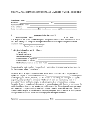 Fillable Online 2023 Parental Guardian Consent and Liability Waiver for Field Trip Fax Email ...