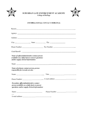 Fillable Online Suburban Law Enforcement Academy - Contact Details 2023 ...
