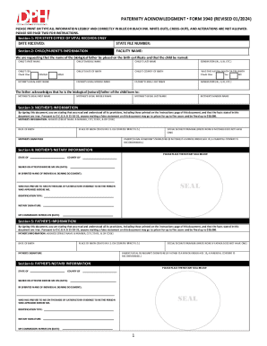 Fillable Online Paternity Acknowledgment Form 3940 - Revised 2024 Fax ...