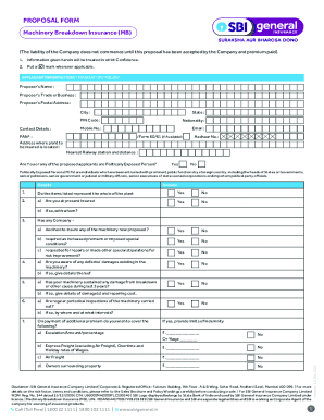 Fillable Online Machinery Breakdown Insurance Proposal Form 2023 Fax ...