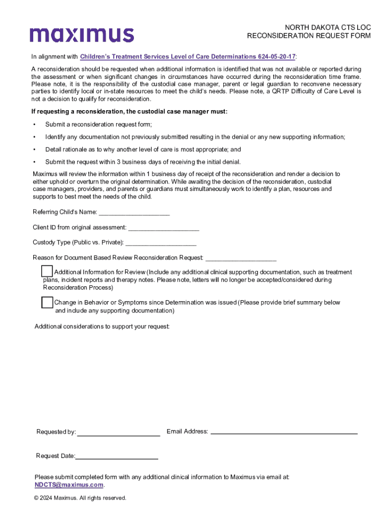 Fillable Online North Dakota Cts Loc Reconsideration Request Form 2024 ...