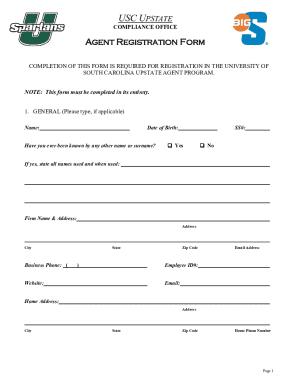 Fillable Online Usc Upstate 2023 Agent Registration Form for Player ...