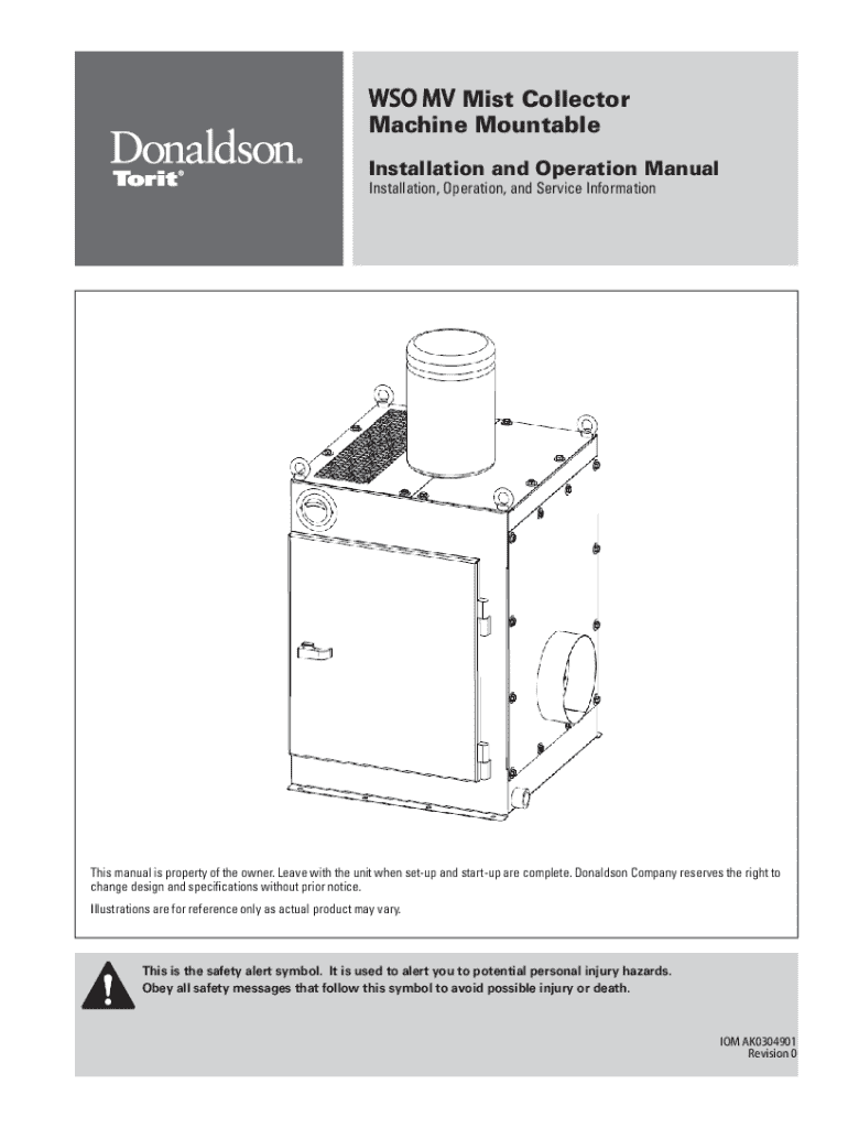 Fillable Online Wso Mv Mist Collector Installation and Operation Manual ...