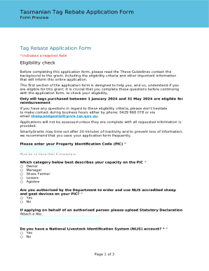 Fillable Online Tasmanian Tag Rebate Application Form 2024 ...