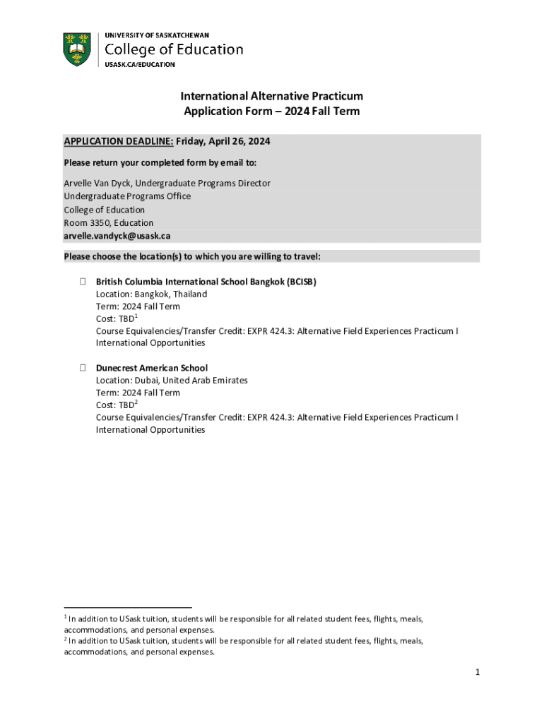 Fillable Online Alt Practicum Application Form (Fall 2024) Fax Email Print - pdfFiller