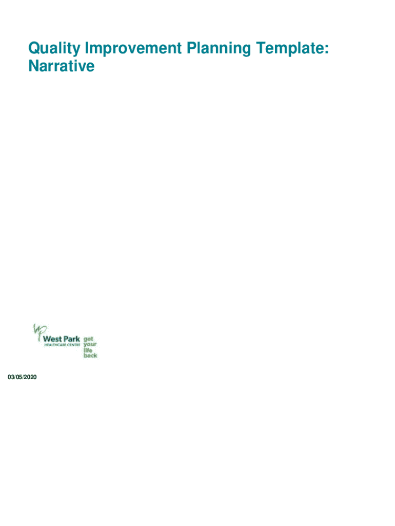Fillable Online Quality Improvement Planning Template: Narrative Fax ...