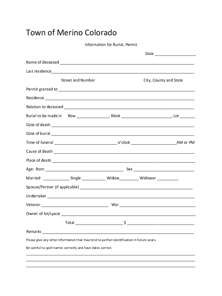 Fillable Online Forms - Town of Merino, Colorado Fax Email Print ...