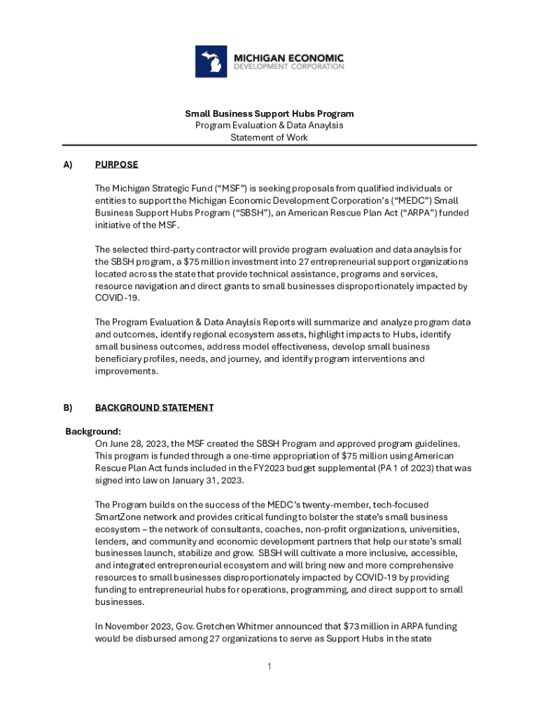 Fillable Online 2023 Small Business Support Hubs Program Evaluation ...