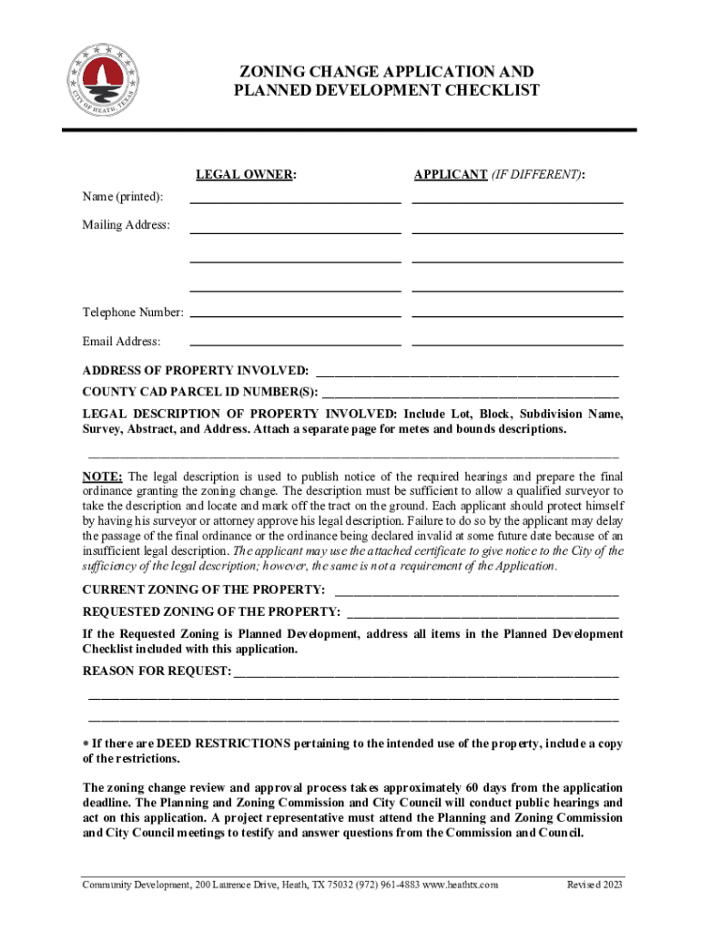 Fillable Online 2023 Zoning Change Application and Planned Development Checklist Fax Email Print ...